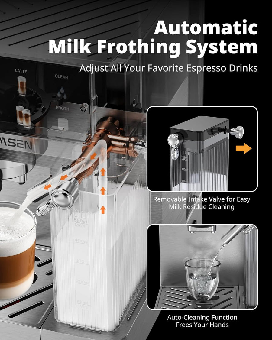 AIRMSEN 20 Bar Espresso Machine with Automatic Milk Frother, Cappuccino ...