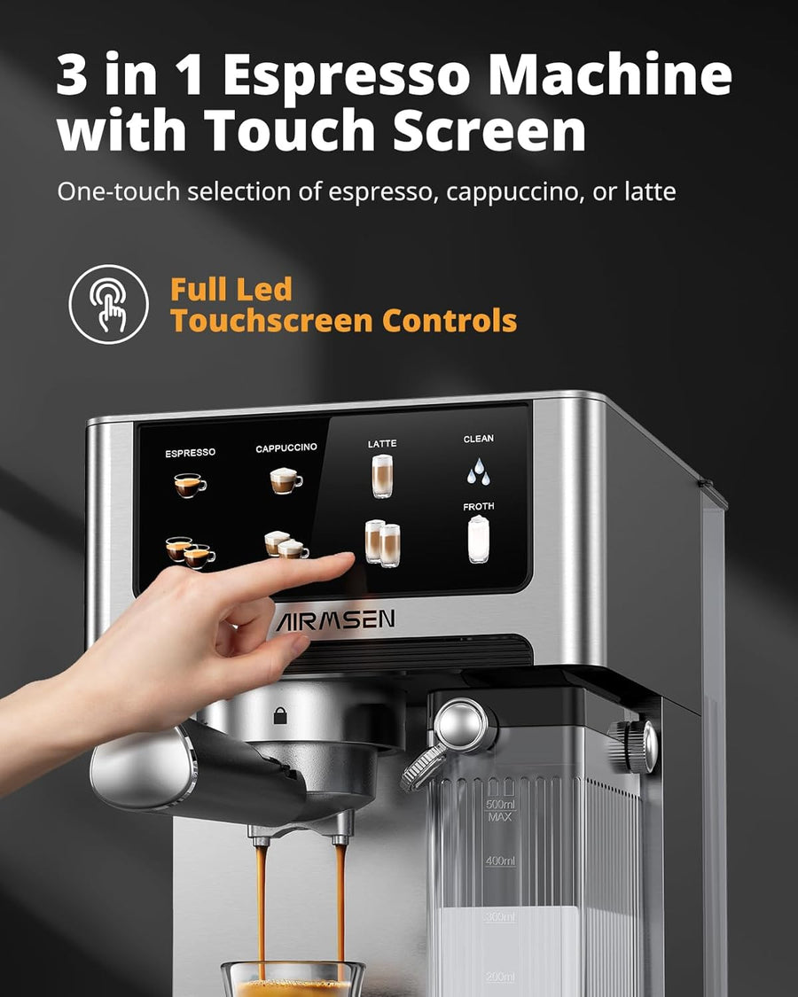 AIRMSEN 20 Bar Espresso Machine with Automatic Milk Frother, Cappuccino ...